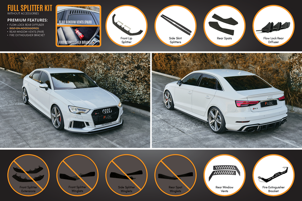 Audi RS3 (2013-2020) 8V Sedan Facelift Full Lip Splitter Set – Empire ...