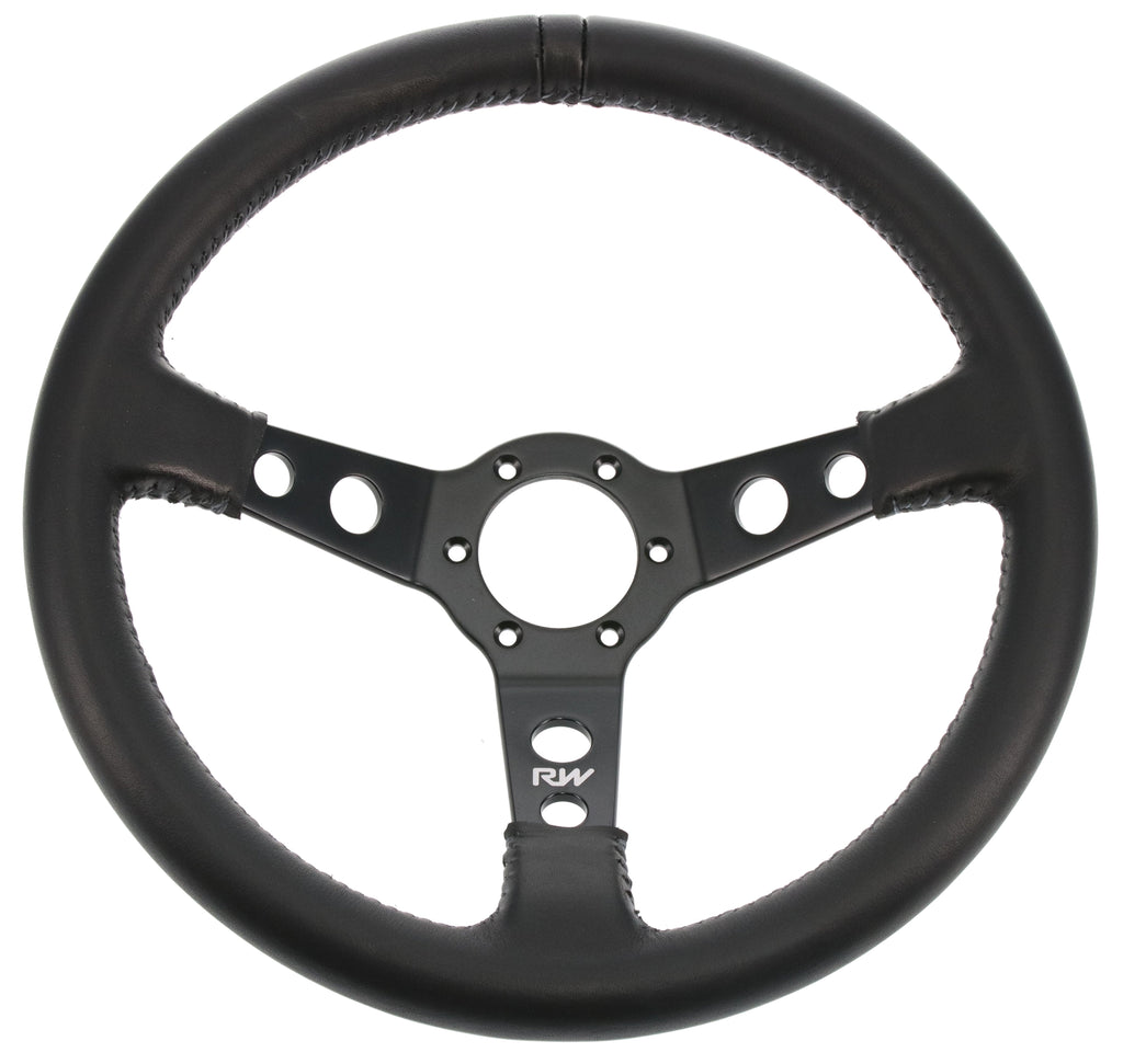 350mm Leather Steering Wheel Dished With Black Stitching – Empire ...